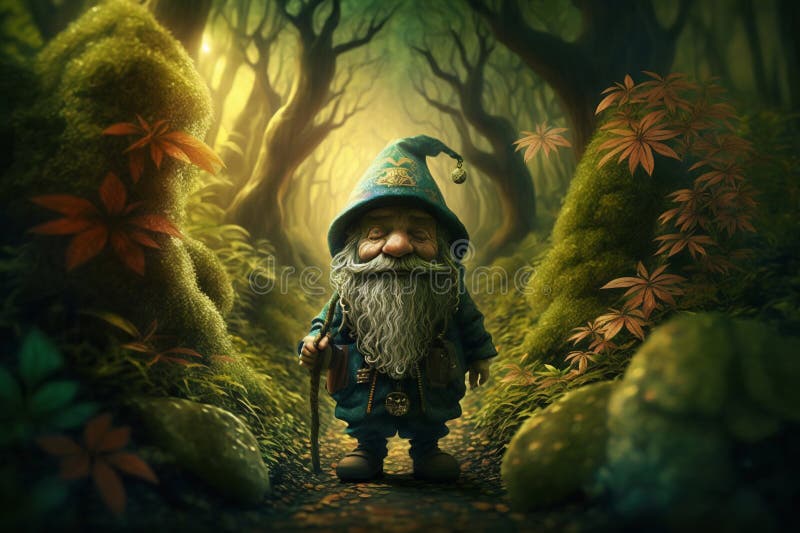Marijuana Dwarf in a Magical Forest. Growing Weed Concept. Generative ...