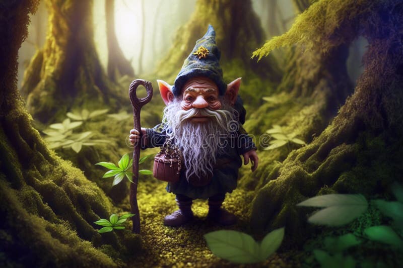 Marijuana Dwarf in a Magical Forest. Growing Weed Concept. Generative ...
