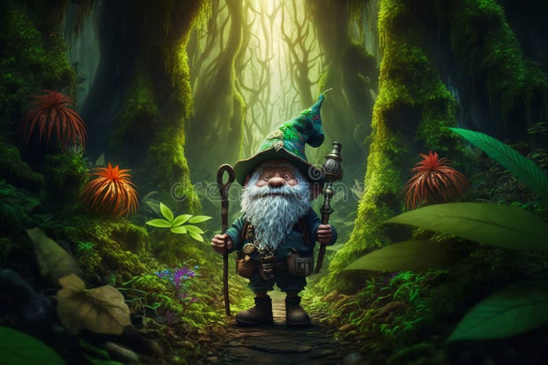 Marijuana Dwarf in a Magical Forest. Growing Weed Concept. Generative ...