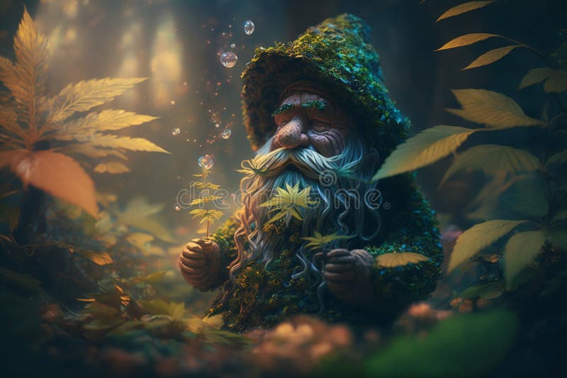 Marijuana Dwarf in a Magical Forest. Growing Weed Concept. Generative ...
