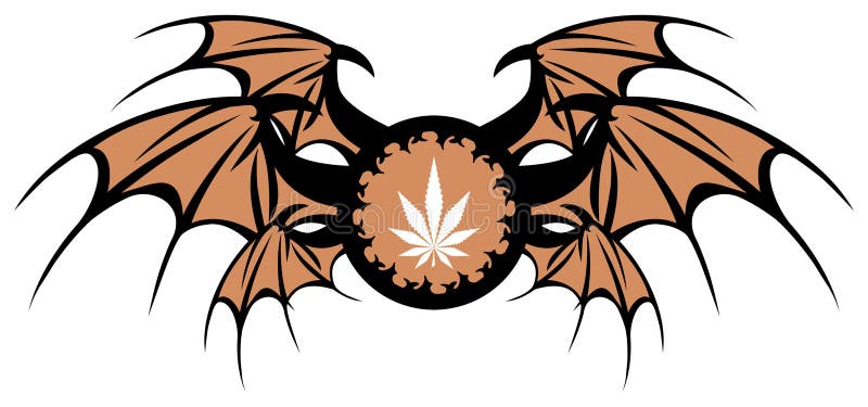 Marijuana Leaf with Bat Wings, Decoration, Green and Black, Isolated ...