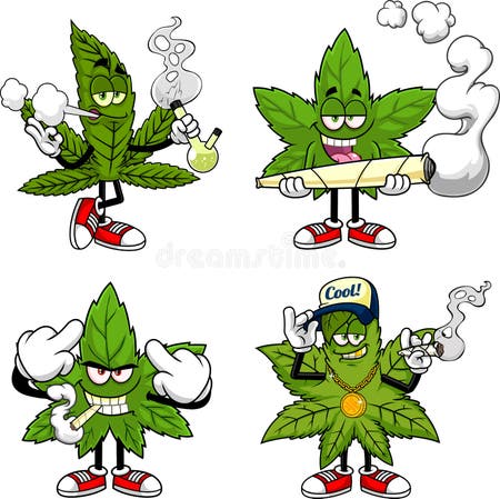 Marijuana Leaf Cartoon Characters. Vector Collection Stock Vector ...