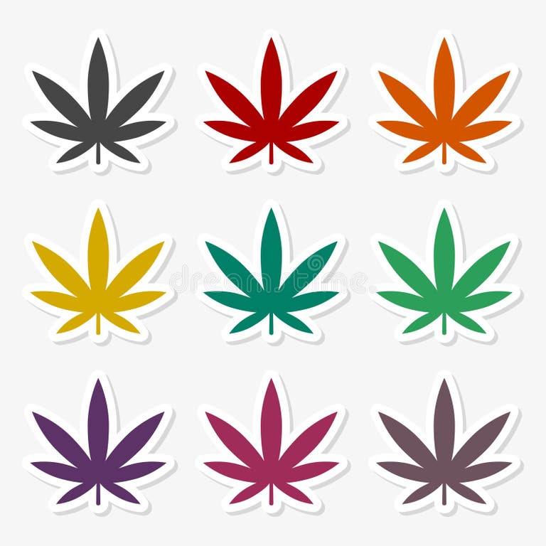 Marijuana leaf sticker set stock vector. Illustration of legalize ...