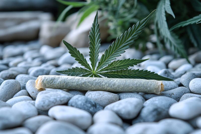 A Marijuana Leaf is on Top of a Cigarette Stock Photo - Image of ...