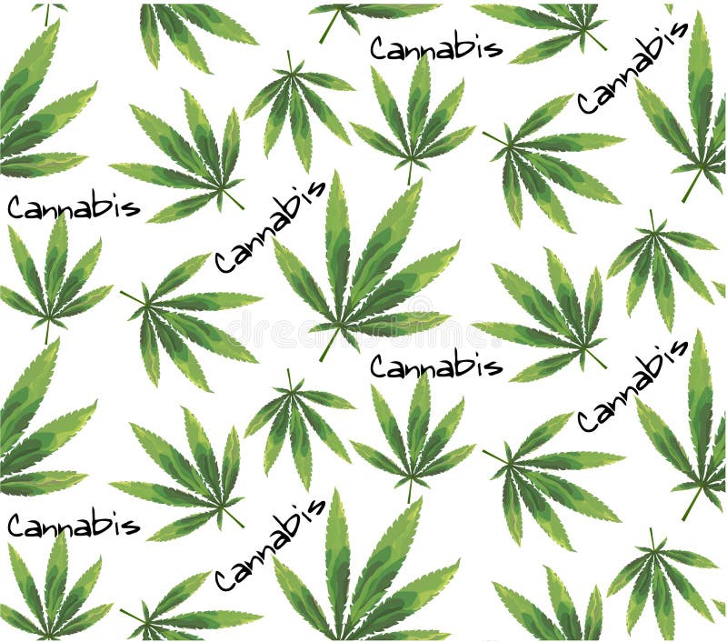 Marijuana Leaves and Hookah Seamless Pattern. Stock Illustration ...