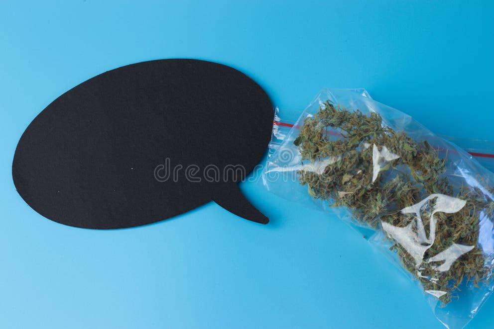 Marijuana Package and Dialogue Box Bubble. Cannabis Zip Lock Stock ...