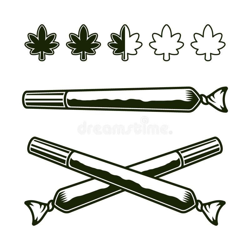 Marijuana Rolled Joints and Levels Gradation Vector Illustration. Set ...