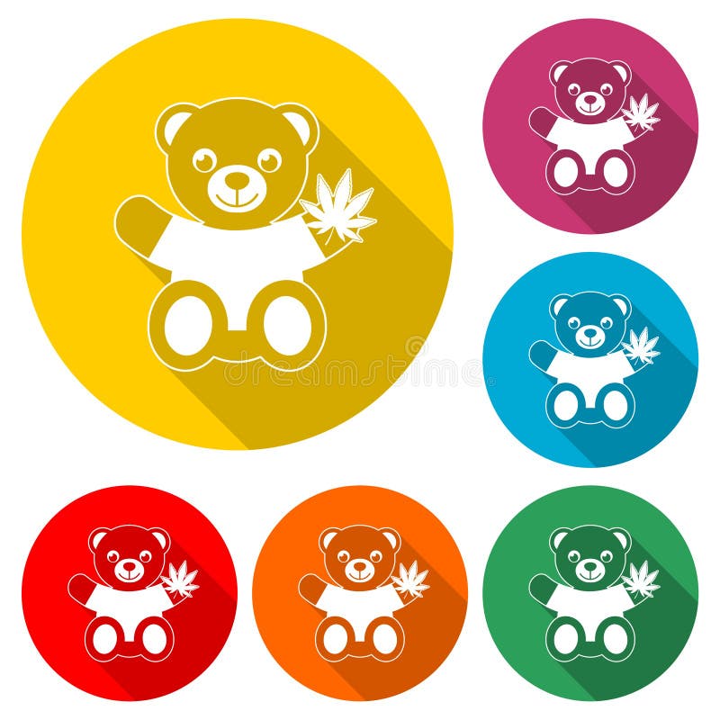 Marijuana and Teddy Bear Icon with Long Shadow Stock Vector ...