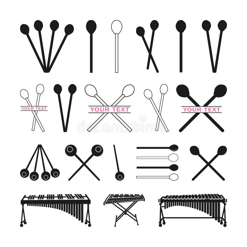 Marimba Mallets SVG Silhouette Marimba Silhouette Marcha Banda Silhouette Drumsticks Vector ...