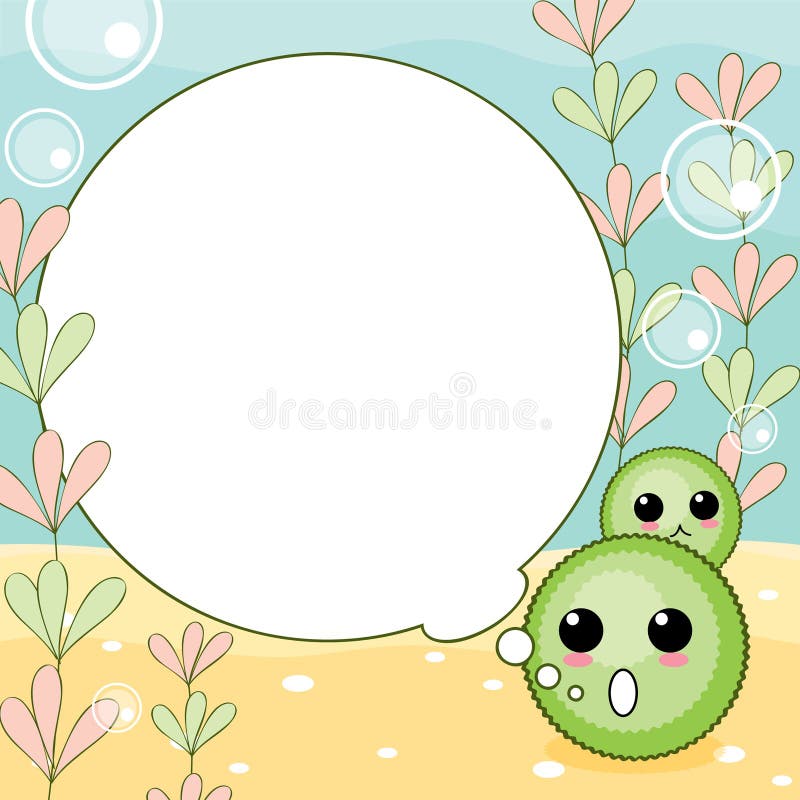 Marimo with bubble frame. stock vector. Illustration of lake - 153355658