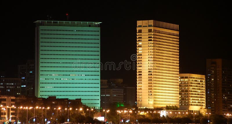 Marin drive at night stock photo. Image of skyline, buildings - 69643610
