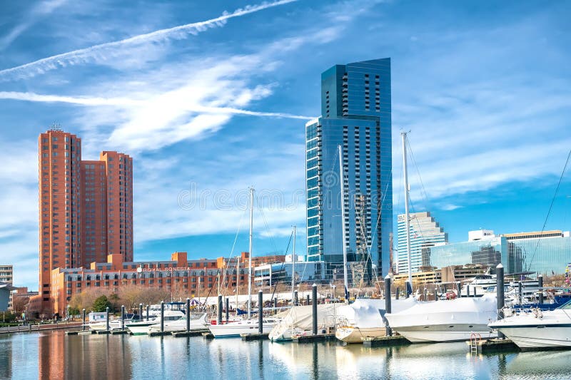 Marina Against a Backdrop of Skyscrapers in the Inner Harbor in ...