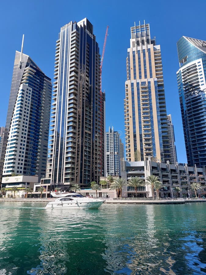 Marina Bay Dubai Buildings and Sea Stock Image - Image of line, tower ...