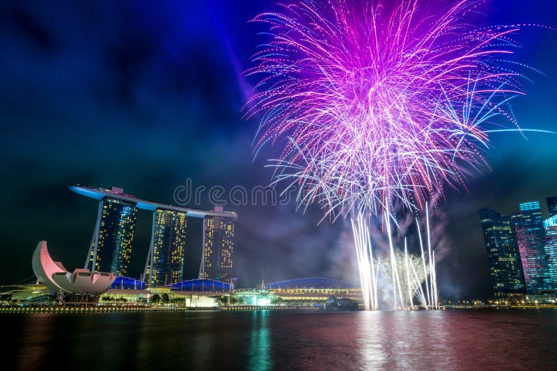 Marina bay sand firework stock image. Image of marina - 27051441