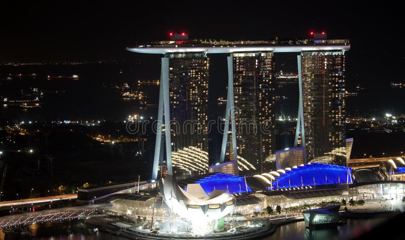Marina Bay Sands at night stock photo. Image of view - 19486614