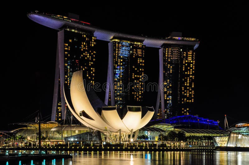 Marina Bay Sands at Night in Singapore Editorial Image - Image of night ...