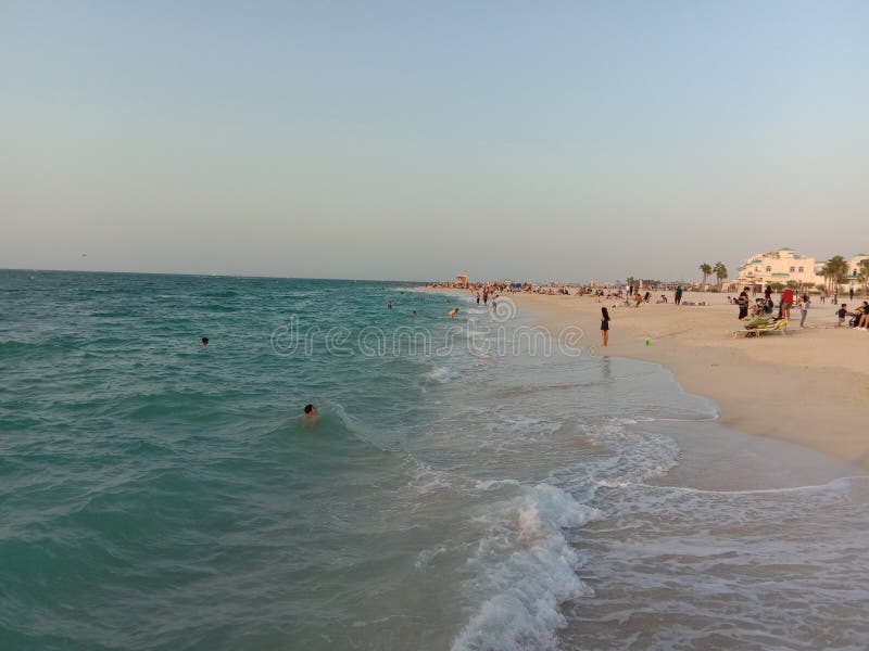 Marina Beach Sea Waves Dubai UAE Editorial Stock Image - Image of ...