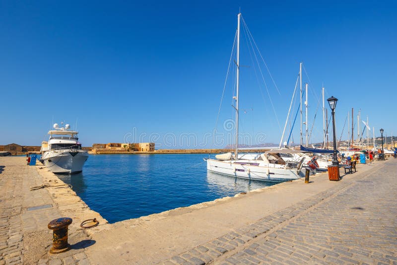 Marina in Chania on Crete, Greece Editorial Stock Photo - Image of ...