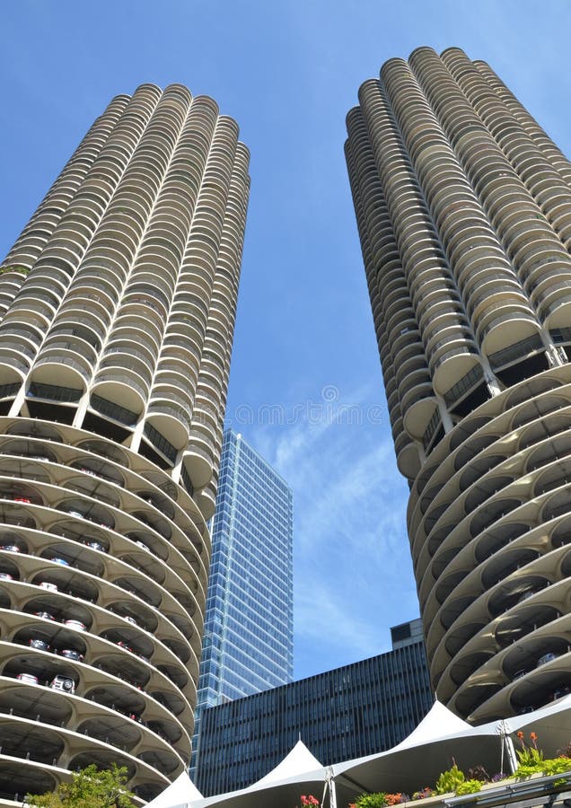 Marina City Towers Closeup - Chicago, IL Stock Photo - Image of parking ...