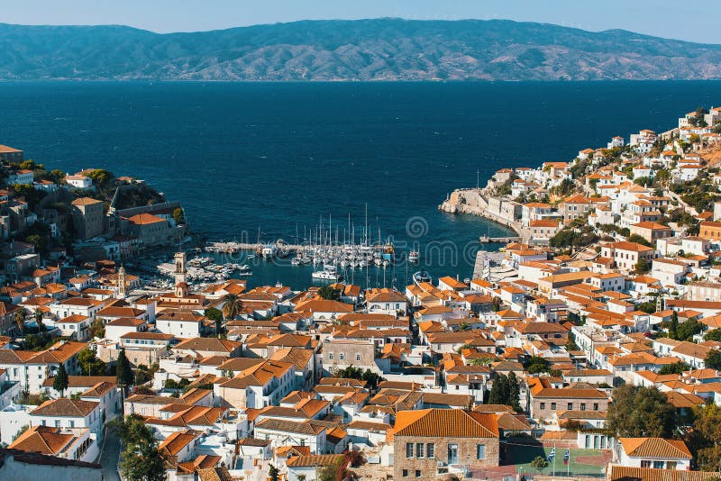 Marina of Hydra Island, Aegean Sea Stock Image - Image of destinations ...