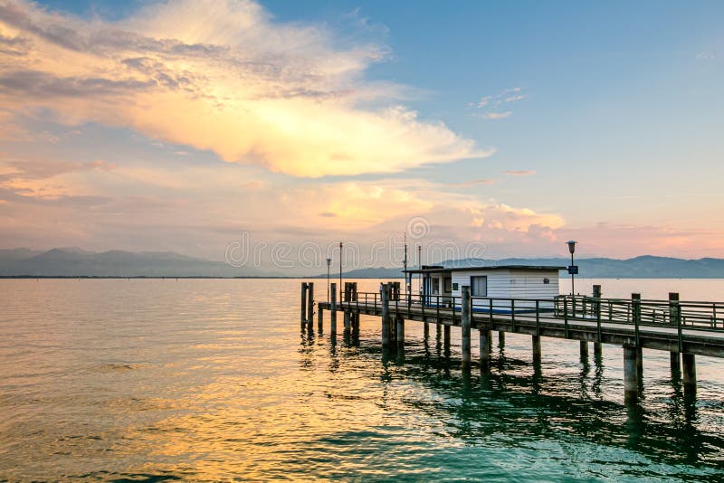 Marina jetty at Sunset stock image. Image of germany - 217369249