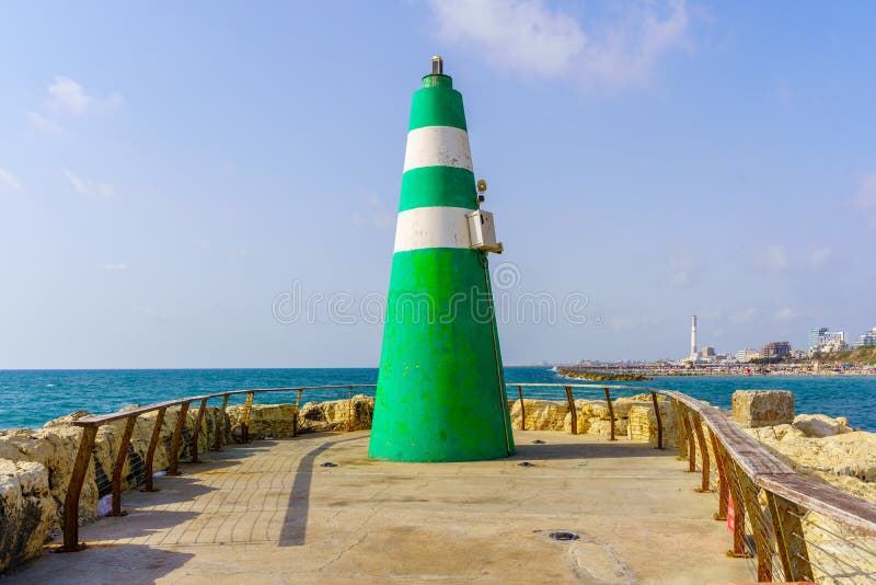 Marina Lighthouse, in Tel-Aviv Stock Image - Image of travel ...