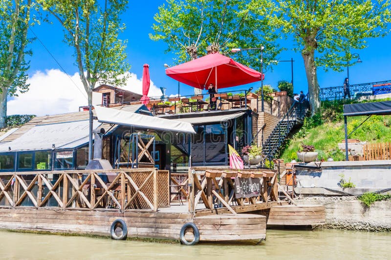 Marina on Mtkvari River in the Center of Tbilisi. Georgia Editorial ...