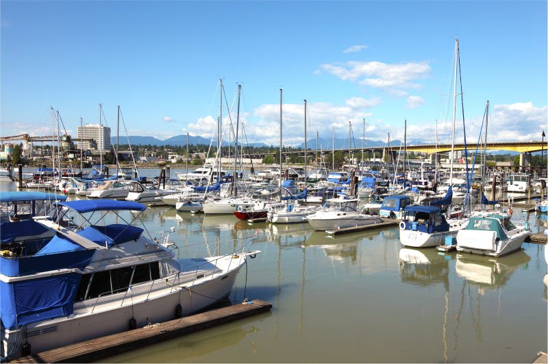 Marina Near the Oak Street Bridge. Stock Photo - Image of sailboats ...