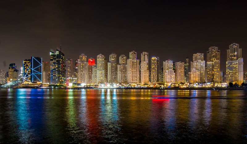 Marina Night Time Skyline View Stock Image - Image of long, city: 137073559