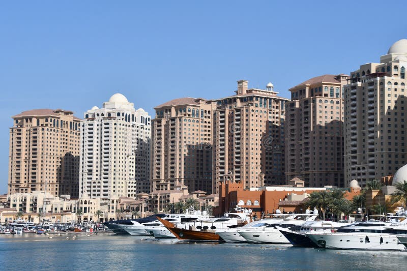 Marina on the Pearl Island in Doha, Qatar Editorial Stock Photo - Image ...