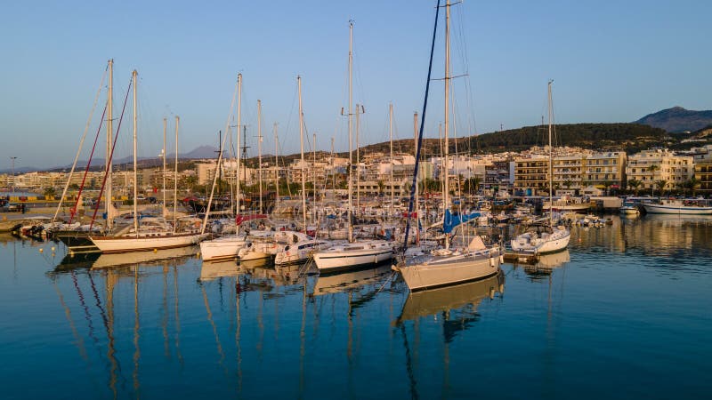 Marina of Rethymno, Crete, Greece Editorial Stock Image - Image of ...