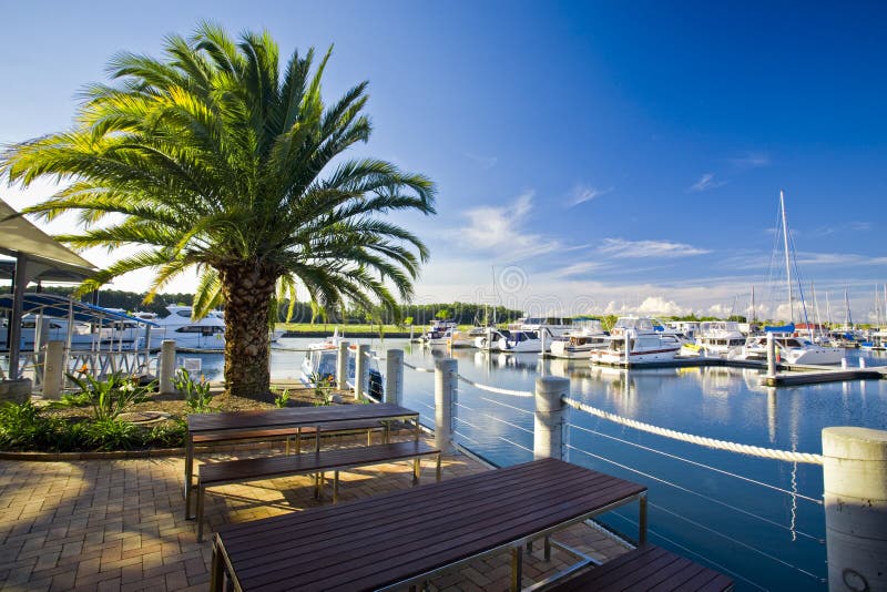 Marina on a Sunny Day with Blue Sky Stock Photo - Image of boat ...
