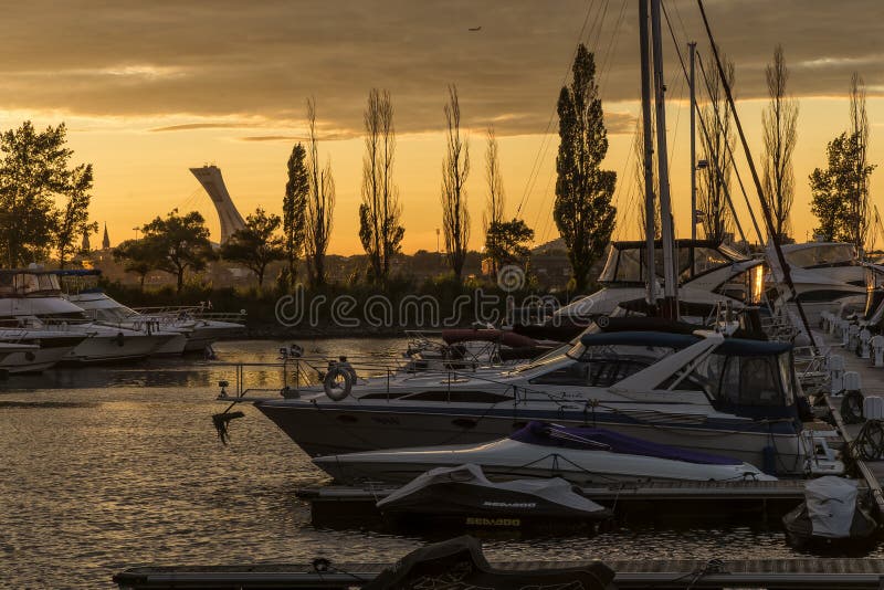 Marina at sunset editorial photography. Image of modernstyle - 82640647