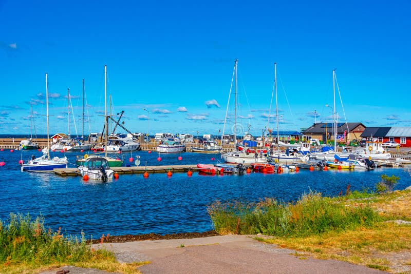 Marina in Swedish Town Sandvik Stock Photo - Image of blue, outdoor ...