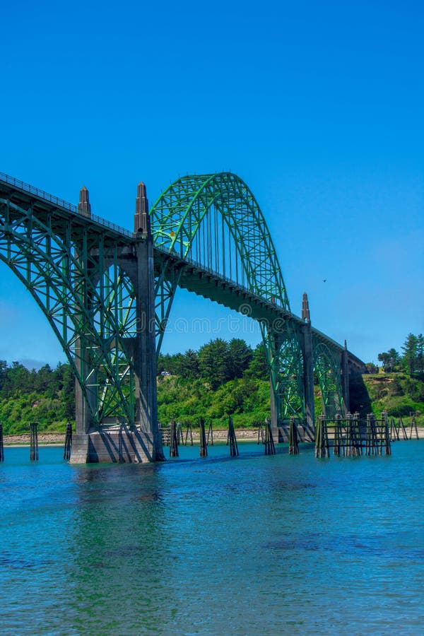 Marina Under a Bridge stock image. Image of green, harbor - 96846261