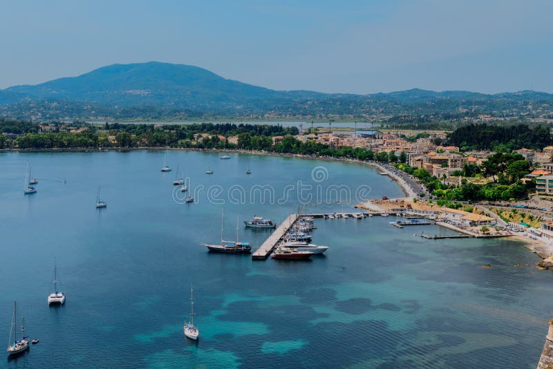 Marina View from the Old Harbor in Corfu Stock Image - Image of ...