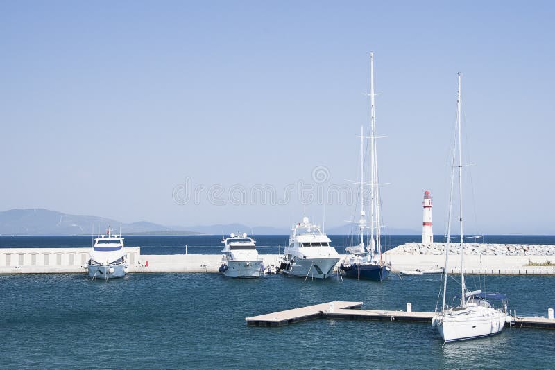 Marina with Yachts and Boats Stock Photo - Image of nautical, island ...