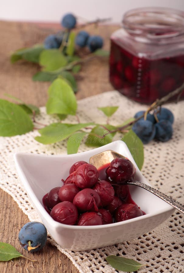 Jar of Marinated Berries of Blackthorn Stock Photo - Image of marinated ...