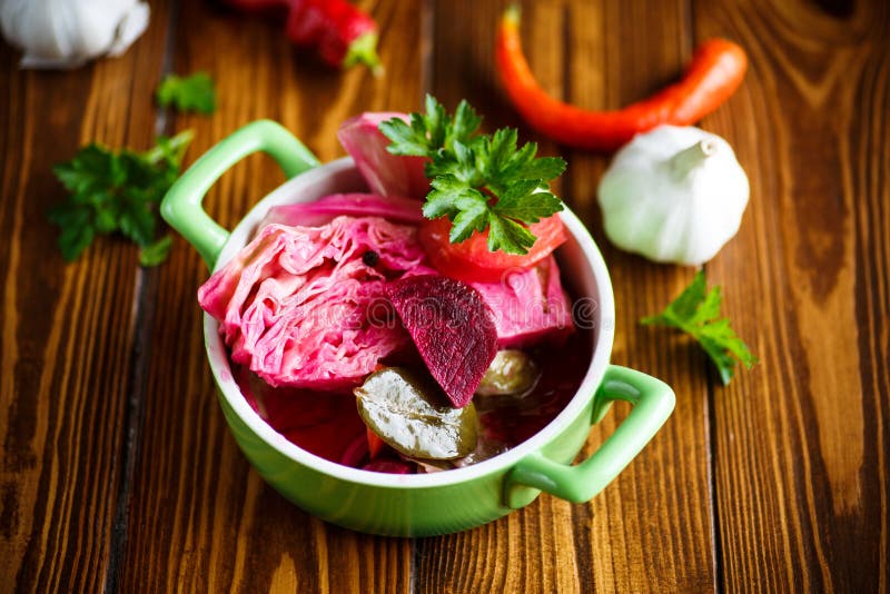 Marinated Cabbage with Beets Stock Photo - Image of meal, healthy ...