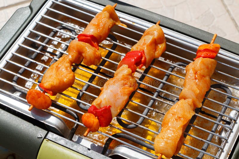Chicken brochette on grill stock image. Image of chicken - 25337449