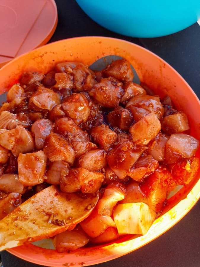 Marinated Chicken Cubes for Dish Stock Image - Image of marinated, dish ...