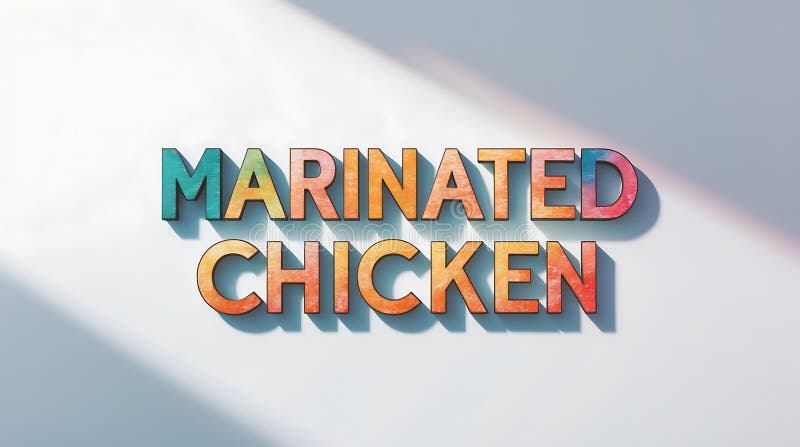 Marinated Chicken Typography Design Showcasing Textures and Colors on a ...