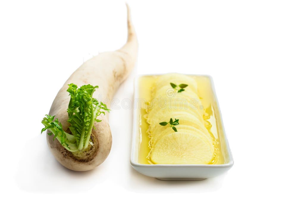 Marinated Daikon Isolated on White Stock Photo - Image of daikon, meal ...