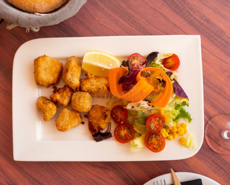 Marinated Dogfish with Sliced Vegetables Served on Flat Plate Stock ...