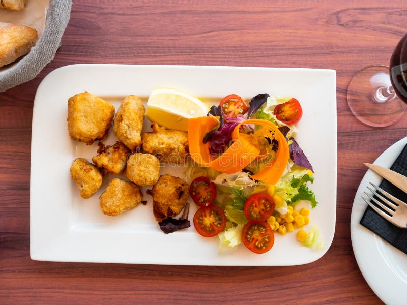 Marinated Dogfish with Sliced Vegetables Served on Flat Plate Stock ...