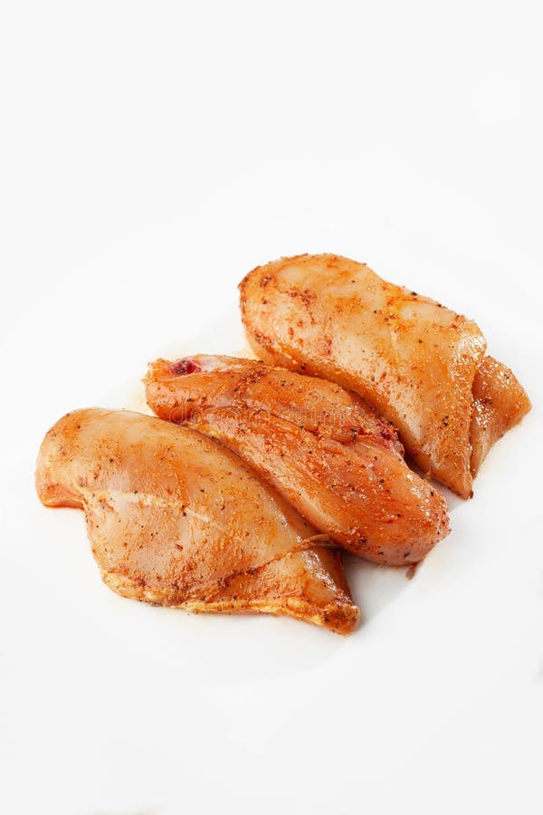Marinated Fillet Isolated on a White Background. Raw Chicken Breast ...