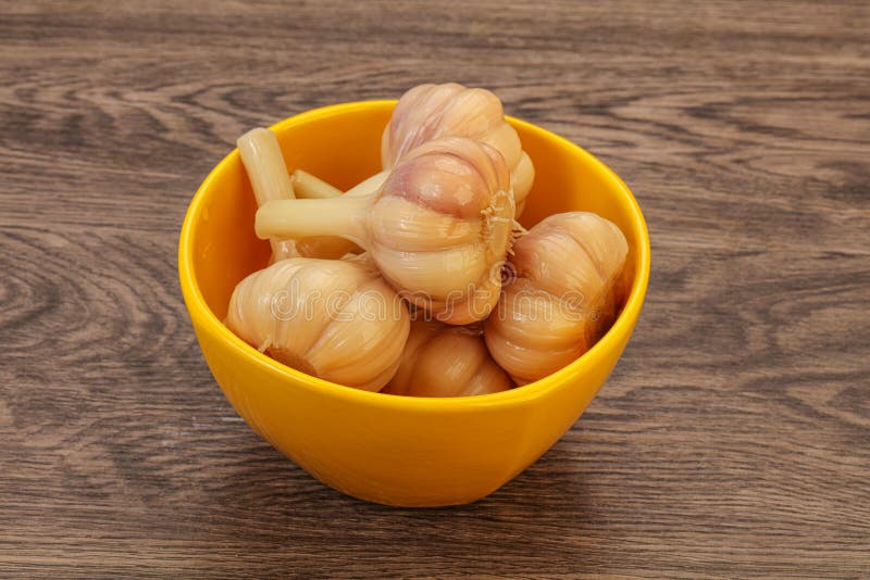 Marinated Garlic in the Bowl Stock Image - Image of vegetarian ...