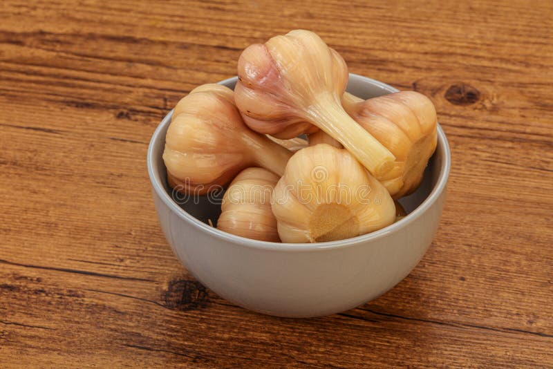 Marinated Garlic in the Bowl Stock Photo - Image of closeup, clove ...