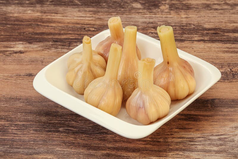 Marinated Garlic in the Bowl Stock Photo - Image of clove, product ...
