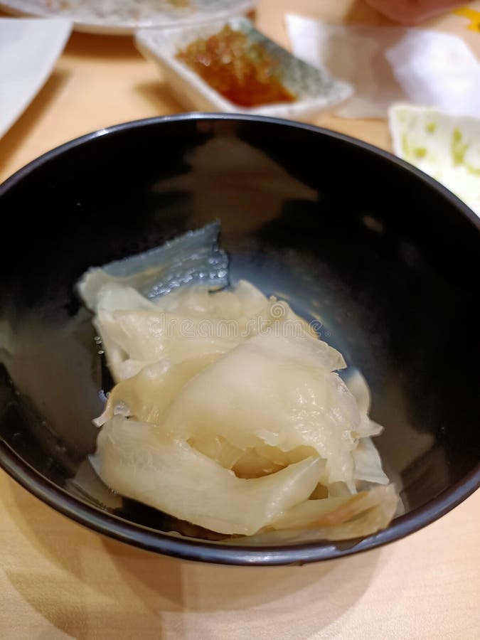 Marinated Ginger. Japanese Appetizer Stock Photo - Image of black ...
